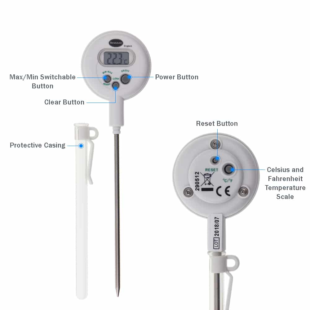 954849 - Digital Thermometer Small with Pocket Case - Temp Range -10 ...