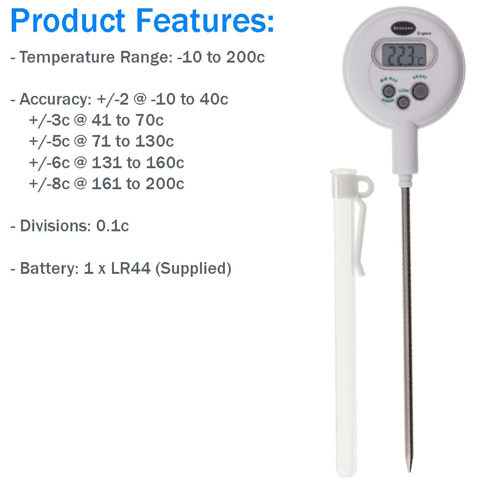 954849 - Digital Thermometer Small with Pocket Case - Temp Range -10 ...